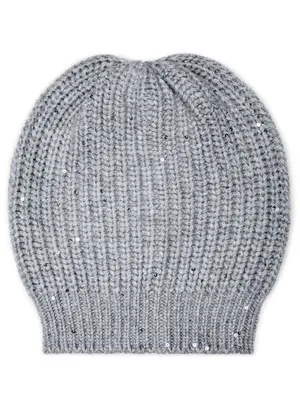 Brunello Cucinelli Ribbed-knit Beanie - Grey