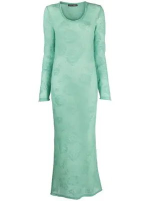 MARCO RAMBALDI Rose-appliqué Knitted Maxi Dress