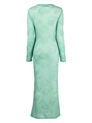 MARCO RAMBALDI Rose-appliqué Knitted Maxi Dress