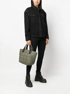 VEECOLLECTIVE Logo-print Quilted Tote Bag - Green