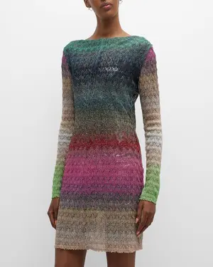 Missoni Metallic Degrade Chevron Knit Mini Dress - Multicolor Light