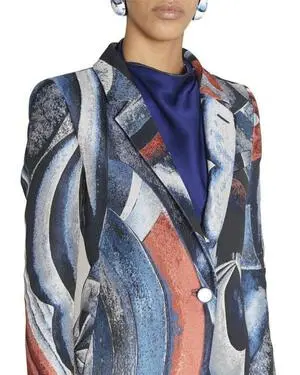 Giorgio Armani Geometric Jacquard Blazer - Blue Multi