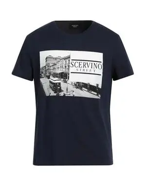 Ermanno Scervino Man T-shirt Red Size M Cotton, Elastane Navy