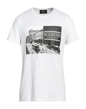 Ermanno Scervino Man T-shirt Red Size M Cotton, Elastane White