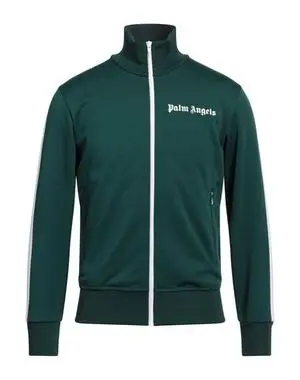 Palm Angels Zippered Long Sleeve Sweatshirt Green
