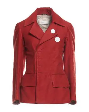 MAISON MARGIELA Cotton Blazer With Brooch - Brick Red