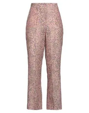 SOALLURE Floral Flared Linen Pants - Pink