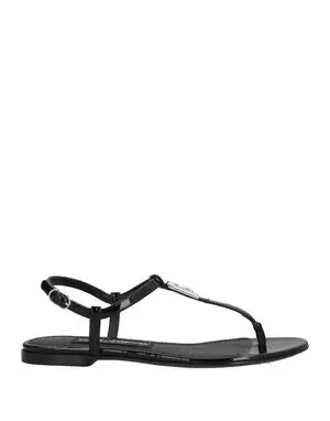 Dolce & Gabbana Woman Thong Sandal Coral Size 6.5 Soft Leather Black