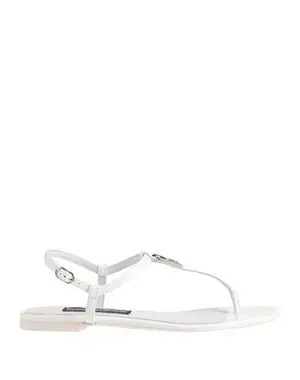 Dolce & Gabbana Woman Thong Sandal Coral Size 6.5 Soft Leather White