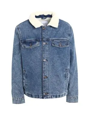 Topman Borg Collar Denim Trucker Jacket