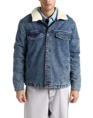 Topman Borg Collar Denim Trucker Jacket