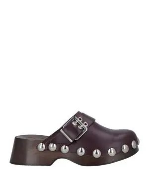 GANNI Leather Clogs - Burgundy