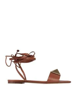 Valentino Garavani Dark Leather Sandals Beige