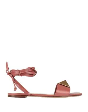 Valentino Garavani Dark Leather Sandals Pastel Pink