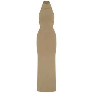 SKIMS Smooth Lounge Low Back Halter Dress - Khaki