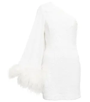Rebecca Vallance Davina Feather-trimmed Minidress - White