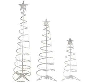 NORTHLIGHT S/3 Clear Lit Spiral Christmas Trees 3', 4' & 6 - One-color