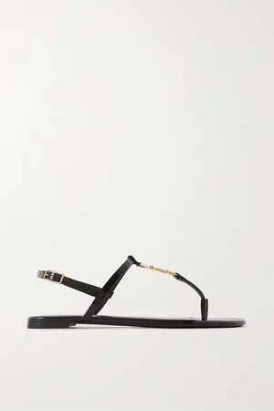 Saint Laurent Cassandra Logo-embellished Patent-leather Slingback Sandals