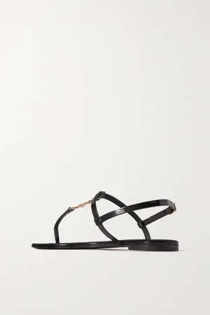 Saint Laurent Cassandra Logo-embellished Patent-leather Slingback Sandals