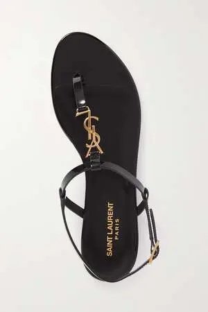 Saint Laurent Cassandra Logo-embellished Patent-leather Slingback Sandals