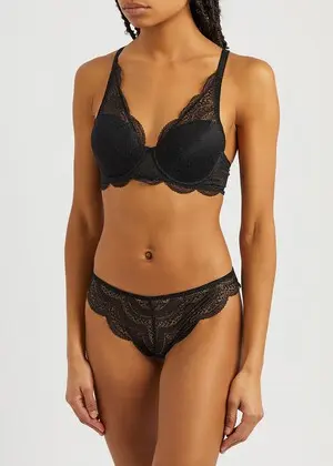 Simone Perele Karma Lace Padded Half-cup Bra - Black