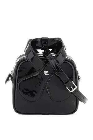 COURREGES COURREGES PATENT LEATHER 'LOOP' HANDBAG - Black
