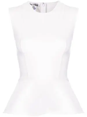 HERVE L. LEROUX Herve L. Leroux Sleeveless Peplum-Hem Top White