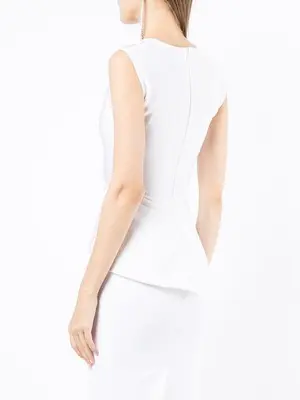 HERVE L. LEROUX Sleeveless Peplum-hem Top - White