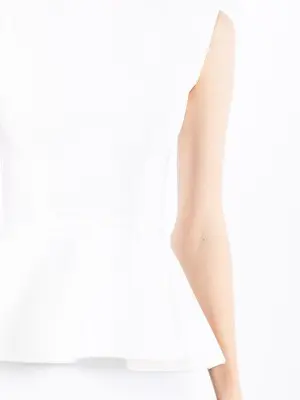 HERVE L. LEROUX Sleeveless Peplum-hem Top - White