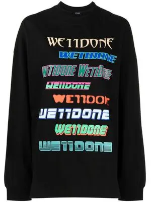 We11Done Multi-logo Cotton Sweatshirt - Black