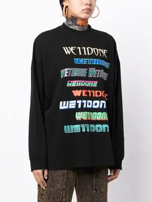 We11Done Multi-logo Cotton Sweatshirt - Black