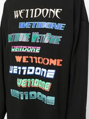 We11Done Multi-logo Cotton Sweatshirt - Black