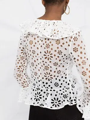 Saint Laurent Embroidered Long-sleeve Blouse