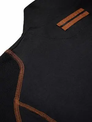 Zegna Wool Long-sleeved Top With Contrast Stitching - Black