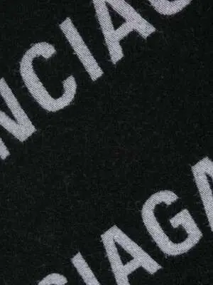 Balenciaga Fringed Jacquard-logo Scarf