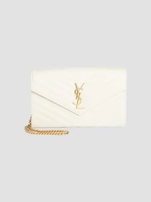 Saint Laurent Monogram Matelassé Leather Wallet-on-chain - Cream