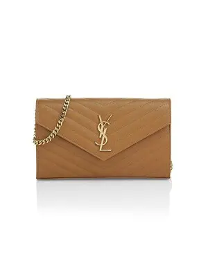 Saint Laurent Medium Monogram Matelassé Leather Wallet-on-chain Naturel Dark