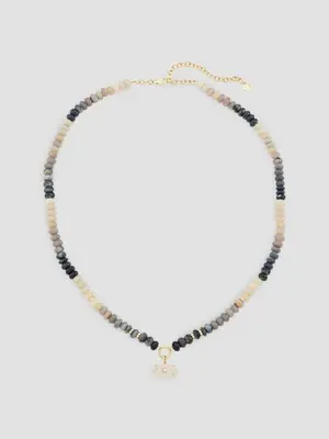 SYDNEY EVAN Carved Eye 14k Gold, Diamond & Australian Beaded Necklace