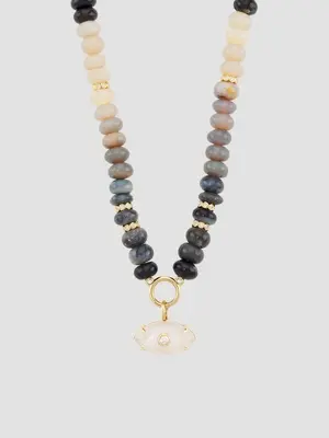 SYDNEY EVAN Carved Eye 14k Gold, Diamond & Australian Beaded Necklace