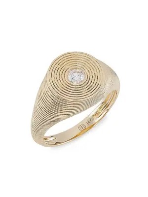 SYDNEY EVAN Fluted Signet 14k & Diamond Ring - Gold