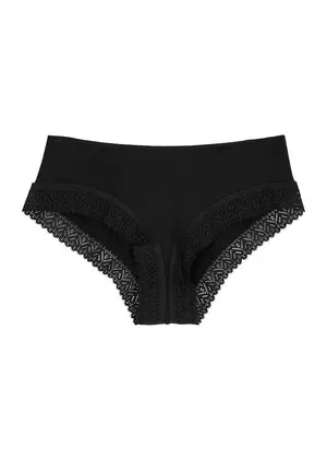 Simone Perele Eugenie Ribbed Lace-trimmed Briefs - Black