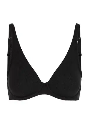 Simone Perele Eugenie Ribbed Underwired Plunge Bra - Black