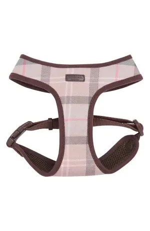 Barbour Tartan Dog Harness Taupe/ Pink Tartan