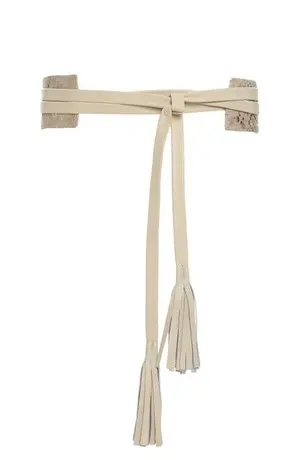 RAINA BELTS Raina Tassel Leather Wrap Belt Hs Cream