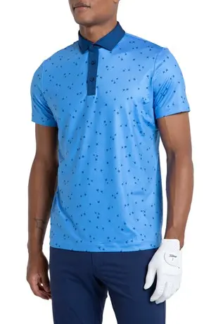 REDVANLY Hudson Seed Print Performance Golf Polo Marina