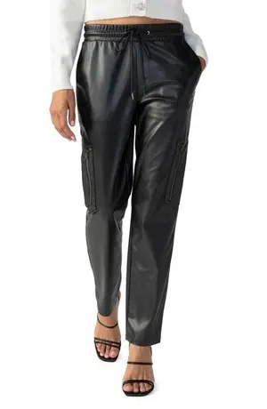 Sanctuary East Coast Utility Faux Leather Drawstring Pants