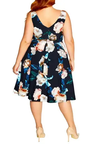 City Chic Sandra Floral A-line Dress - Black Camilla Fl
