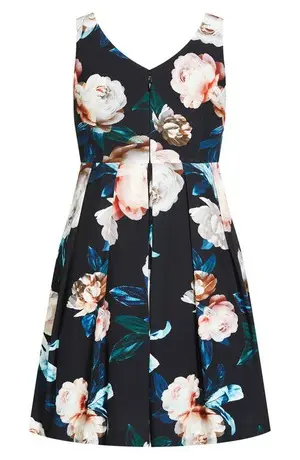 City Chic Sandra Floral A-line Dress - Black Camilla Fl