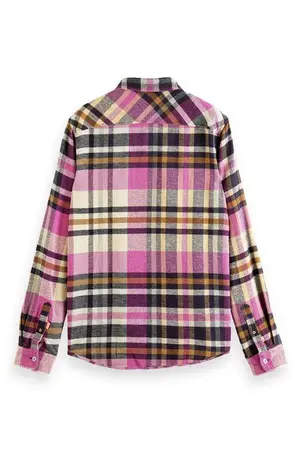 Scotch & Soda Regular Fit Plaid Cotton Flannel Button-up Shirt