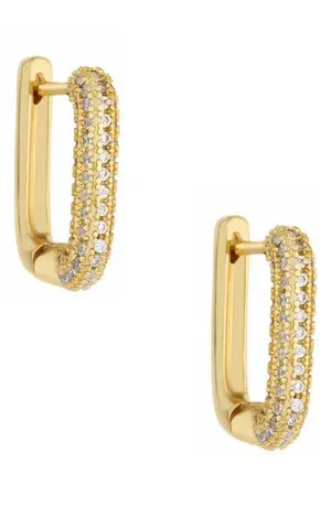 Ettika Pavé Crystal Square Huggie Earrings